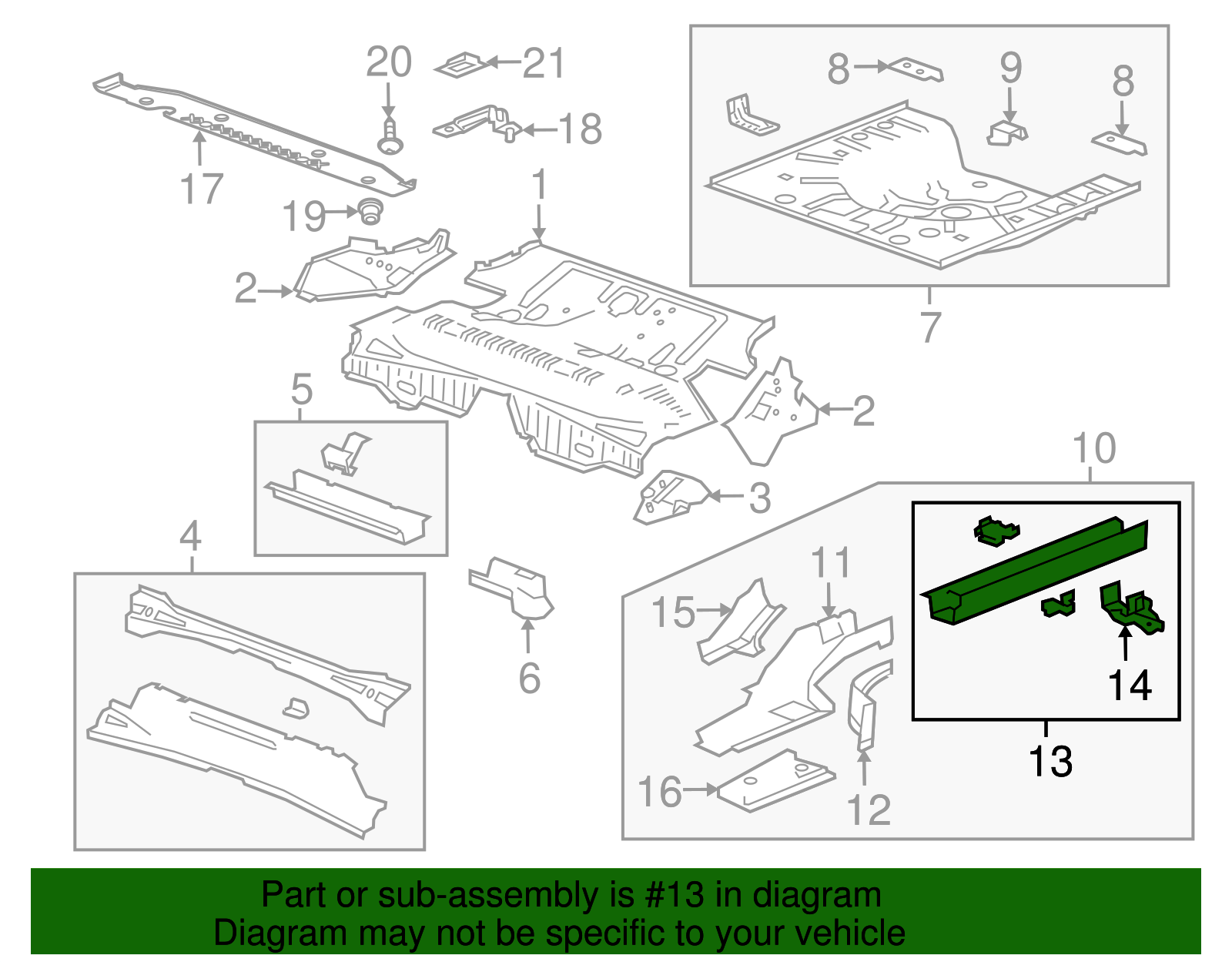 OEM GM Rear Underbody Rail Assembly For 2011-2017 GM - Part No ...