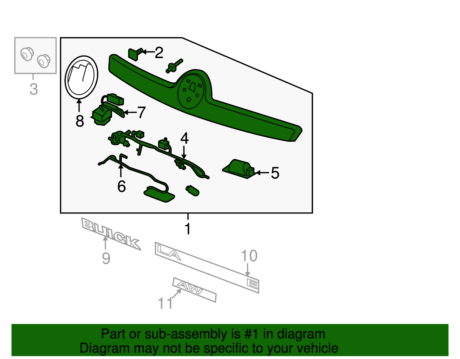 2014-2016 Buick LaCrosse Deck Lid Center Applique 90804053 GM ...