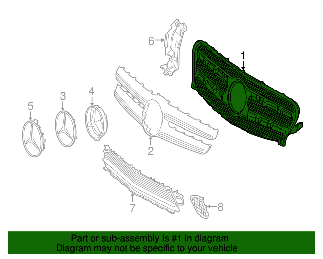 Upper Grille - Part #156-880-12-00 | Mercedes Parts Center