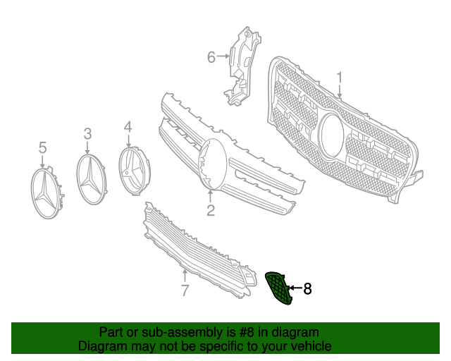 156-885-34-22 - Outer Grille 2015-2017 Mercedes-Benz | Mercedes-Benz ...