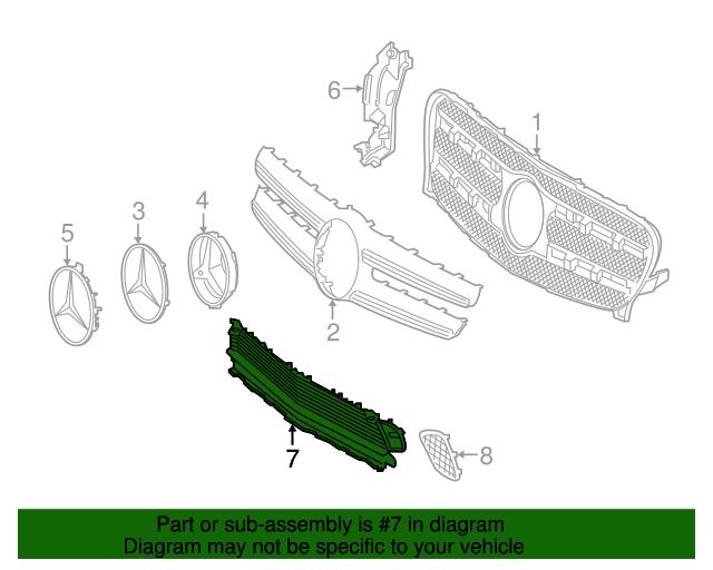 156-885-08-22 - Lower Grille 2015-2017 Mercedes-Benz | Mercedes-Benz ...