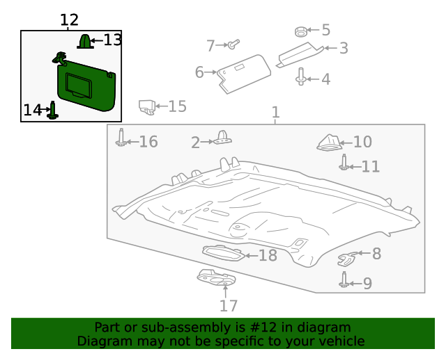 2017-2019 Ford Sun-Visor - Driver's Side (LH) HC3Z-2504105-AA ...