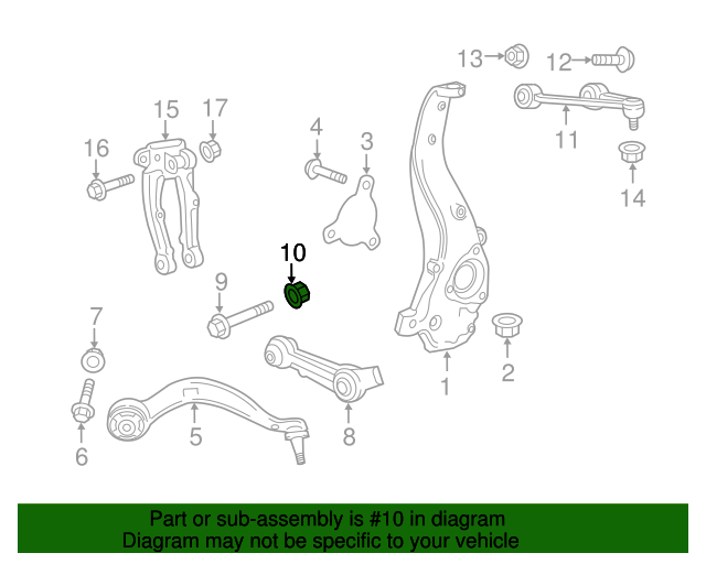 2016-2020 Cadillac CT6 Front Lower Suspension Control Arm Rear Nut ...