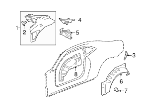 2010-2015 Chevrolet Camaro Rear Driver Side Wheelhouse Outer Panel ...
