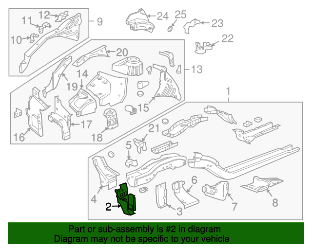 2011-2017 GM Passenger Side Engine Cradle Front Support 22745451 ...