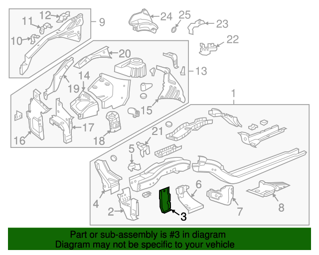2011-2017 GM Driver Side Drivetrain and Front Suspension Frame Front ...