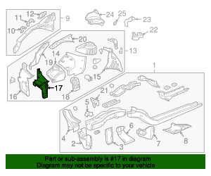 2011-2019 GM Passenger Side Wheelhousing Reinforcement 13327832 GM ...