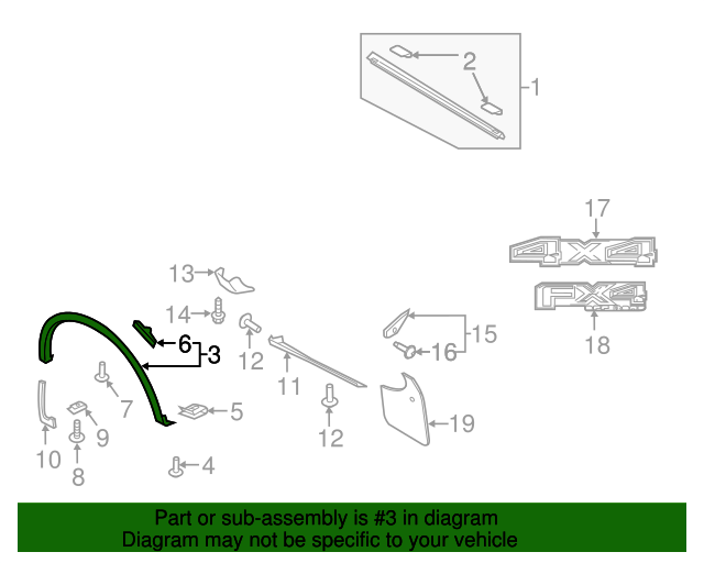 2017-2019 Ford Wheel Opening Molding - Driver's Side (LH) HC3Z-9929165 ...