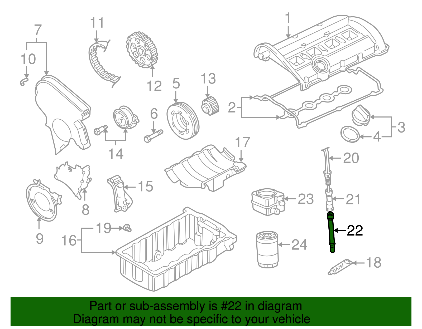 2000-2015 Audi Engine Oil Dipstick Tube 06D-103-634-E | Audi USA Parts