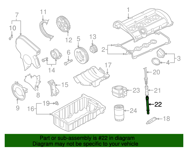 2000-2015 Audi Engine Oil Dipstick Tube 06D-103-634-E | Flow Audi Parts ...