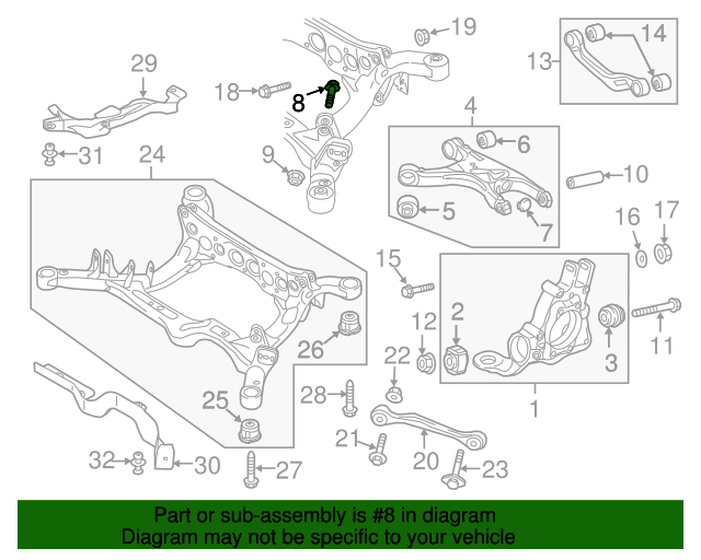 2008-2018 Audi Lower Control Arm Mount Bolt WHT-002-479 | Audi OEM Parts