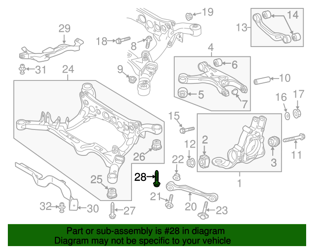 WHT-004-756-A - Suspension Cross-Member Rear Bolt 2009-2024 Audi | Audi ...