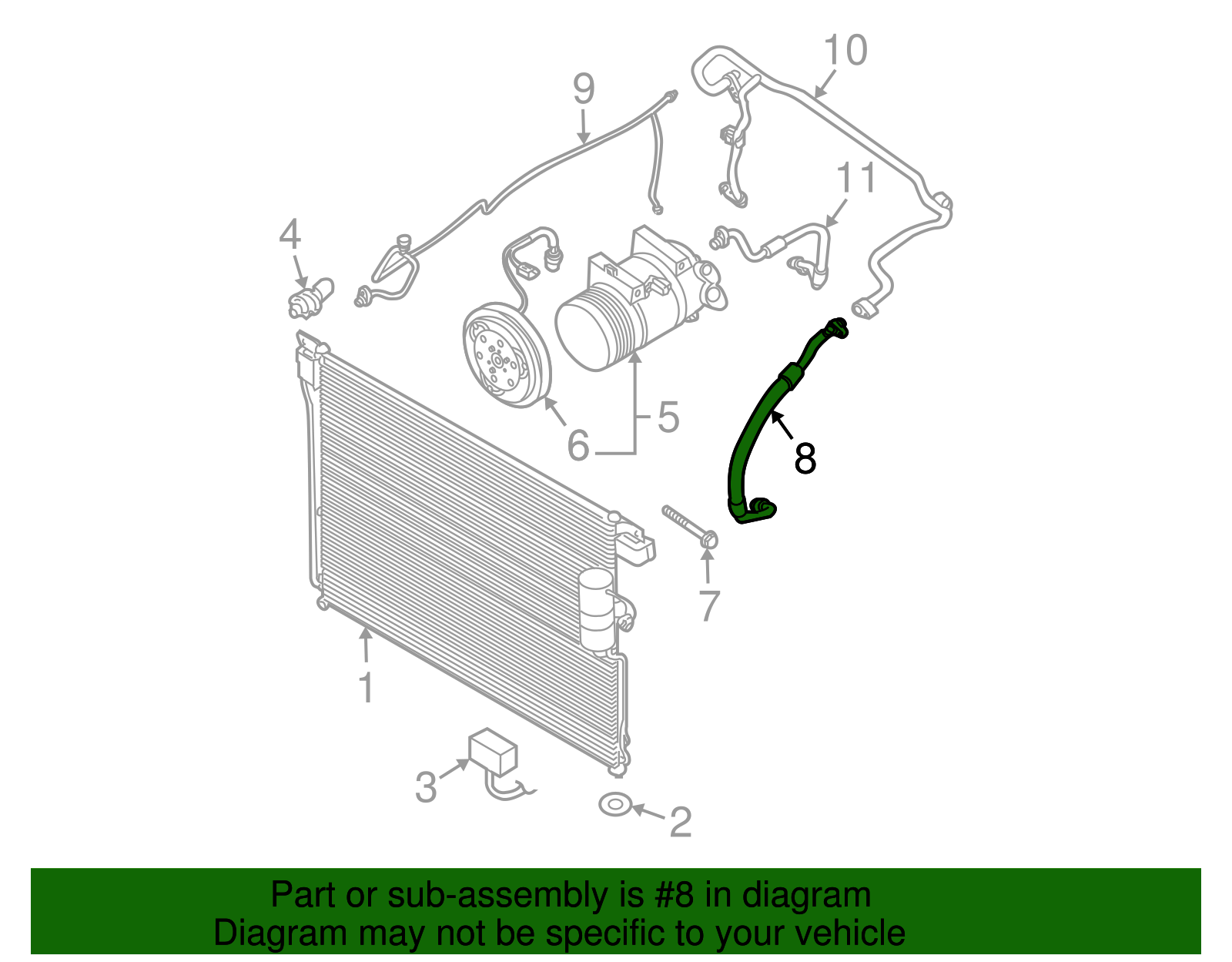 92480-9BU0D - 2021-2025 Nissan Frontier - A/C Refrigerant Suction Hose ...