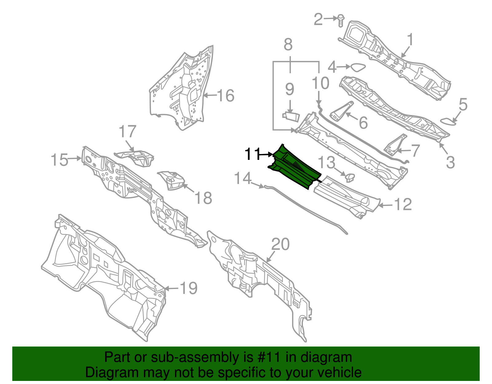 2004-2015 Nissan Cowl Grille 66810-ZV00A | OEM Parts Online