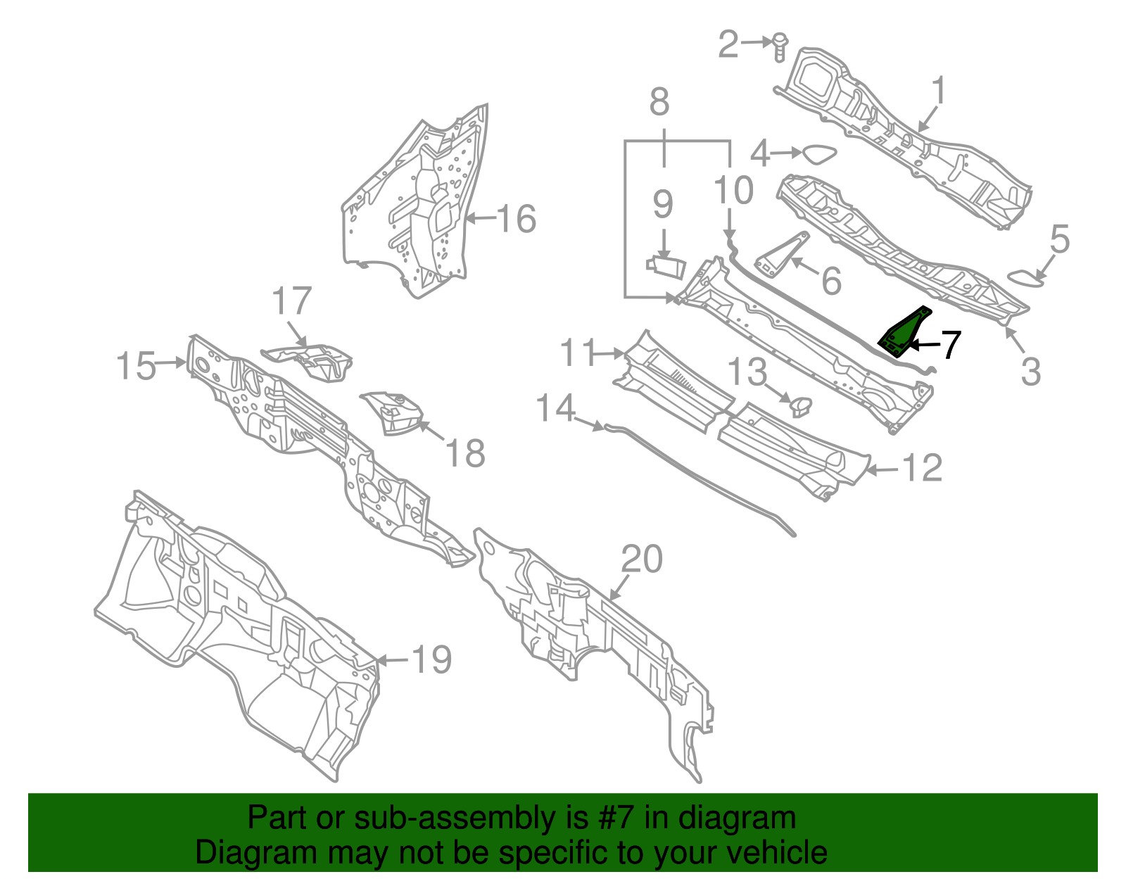 2004-2019 Nissan Cowl Top Panel Reinforcement F6363-EZ0MA | Sullivan ...