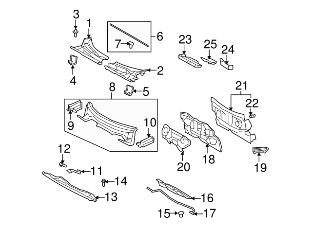 2008-2015 Scion xB Panel Sub Assembly Cowl 55706-12130 | Toyota Parts ...