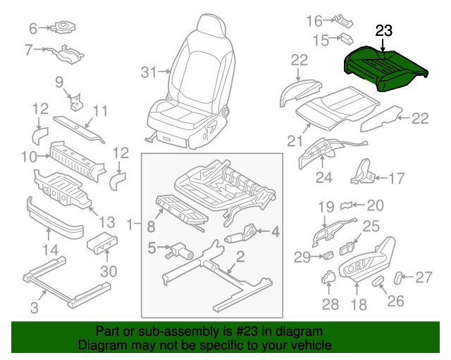 2020-2024 Audi Q7 Seat Cushion Cover 4M0-881-405-AG-22A | AutoNation Parts