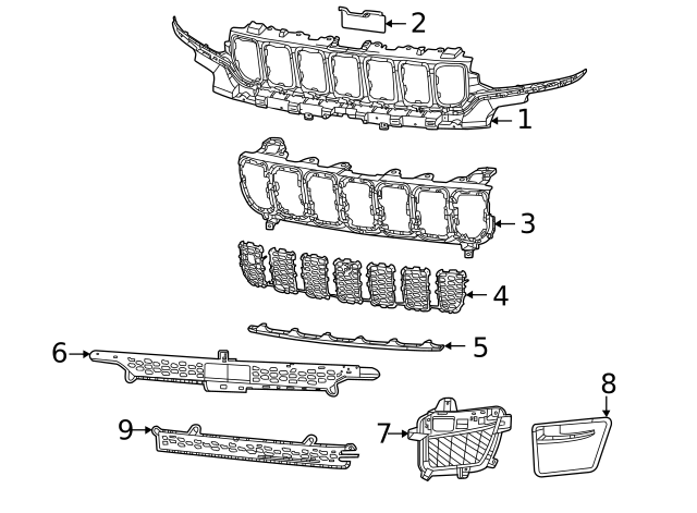 68408106AA - Grille Surround - 2021-2023 Jeep | Mopar Parts Canada