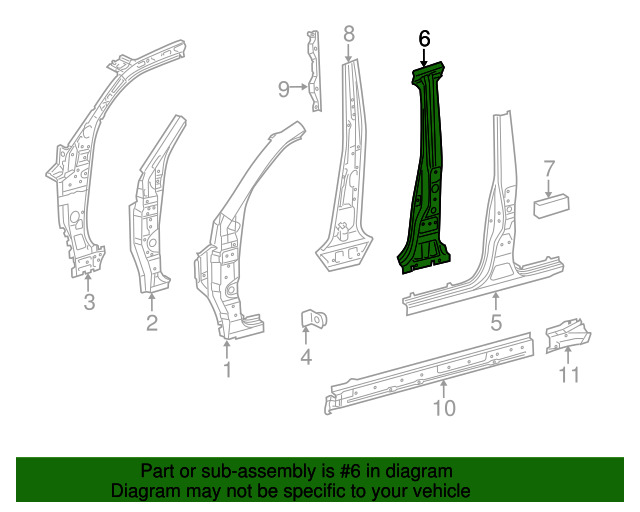 61303-60090 - Pillar Reinforced - 2008-2011 2013-2020 Toyota Land ...