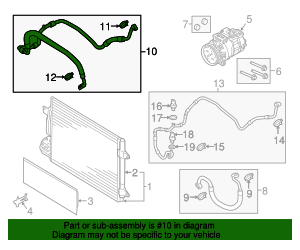5C0-820-743-L - A/C Refrigerant Suction Hose 2011-2017 Volkswagen ...