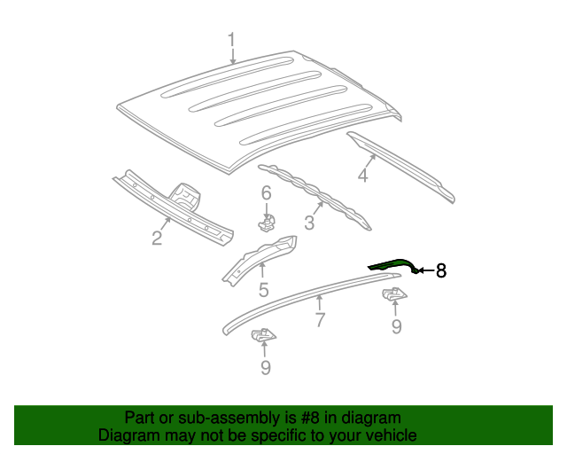 75554-0C040 - Moulding, Roof Drip Side Finish, Rear Left 2007-2017 ...