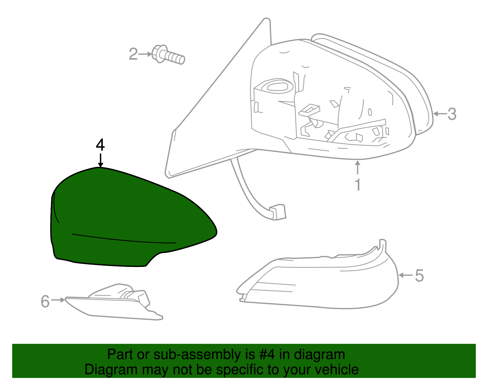 2013-2018 Toyota Mirror Cover - Black - PASSENGER SIDE 87915-0T020-C0 ...