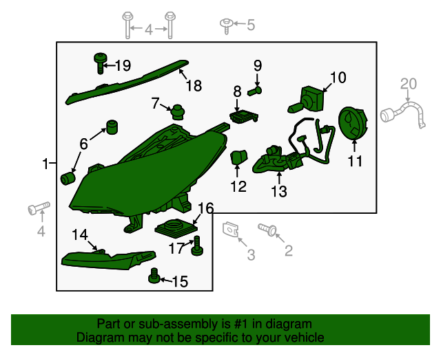 Driver Side Headlamp Assembly 19433920 | TascaParts.com