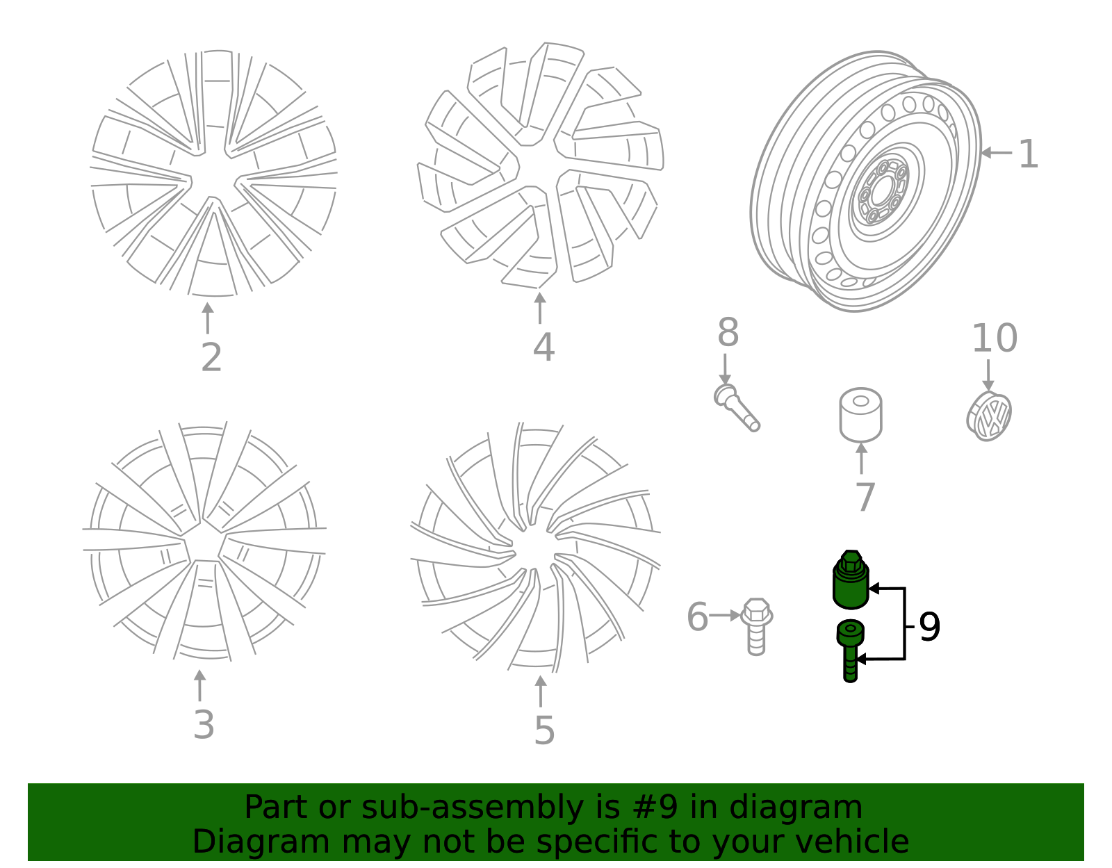 5Q0-698-137 - Wheel Lock Kit - 2016-2020 Volkswagen | World VW Parts