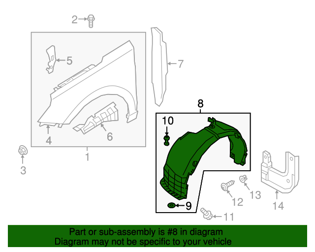 2018-2020 Hyundai Elantra GT Fender Liner 86812-G3000 | OEM Parts Online