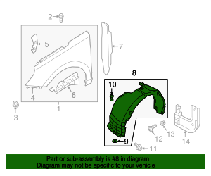 2018-2020 Hyundai Elantra GT Fender Liner 86812-G3000 | OEM Parts Online