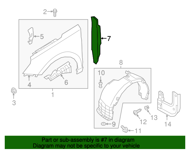 84142-G3000 - Fender Filler Panel 2018-2020 Hyundai Elantra GT ...