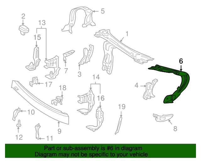 203-620-03-72 - Radiator Support Side Panel 2001-2007 Mercedes-Benz ...