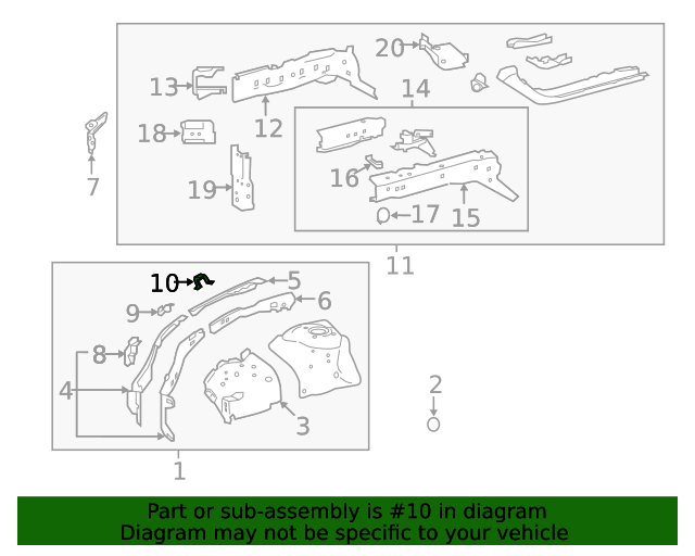Genuine Toyota Fender Rail Bracket part# 53737-02190 for 2019-2024 ...