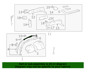 2016-2023 Toyota Fender Rail Reinforcement 53734-02070 | OEM Parts Online