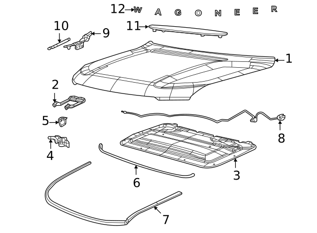 2022-2024 Jeep Hood Seal 68598742AA | Mopar Parts Canada