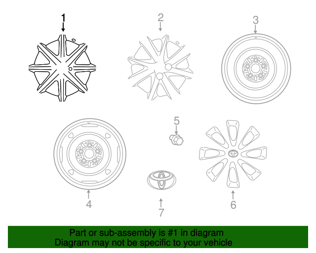 42611-52A00 - Wheel Alloy 15 - 2012-2017 Toyota Prius C | OEM Genuine ...