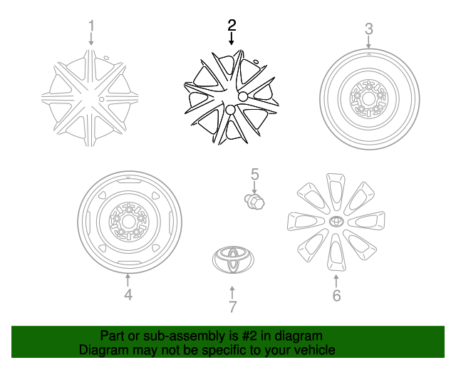 42611-52A20 - Wheel Alloy 16 - 2012-2019 Toyota Prius C | OEM Genuine ...