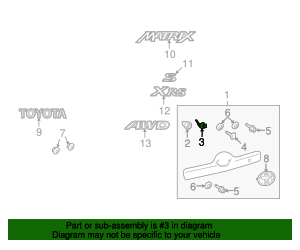 2009-2013 Toyota Matrix Trim Bezel Clip 76817-44020 | Toyota Parts Center