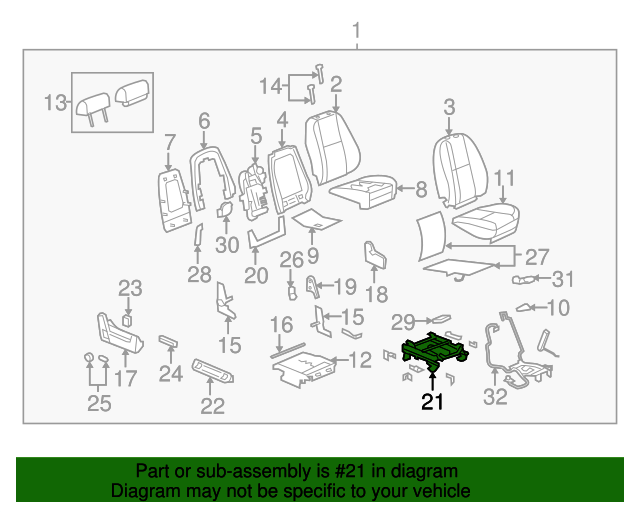 2009-2010 GM Passenger Seat Adjuster 20779109 GM | GMPartsDirect.com