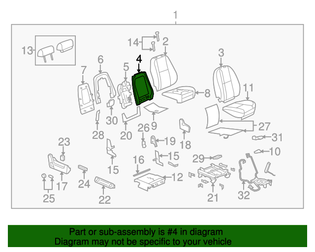 2010-2011 GM Seat Back Frame 22804414 | TascaParts.com