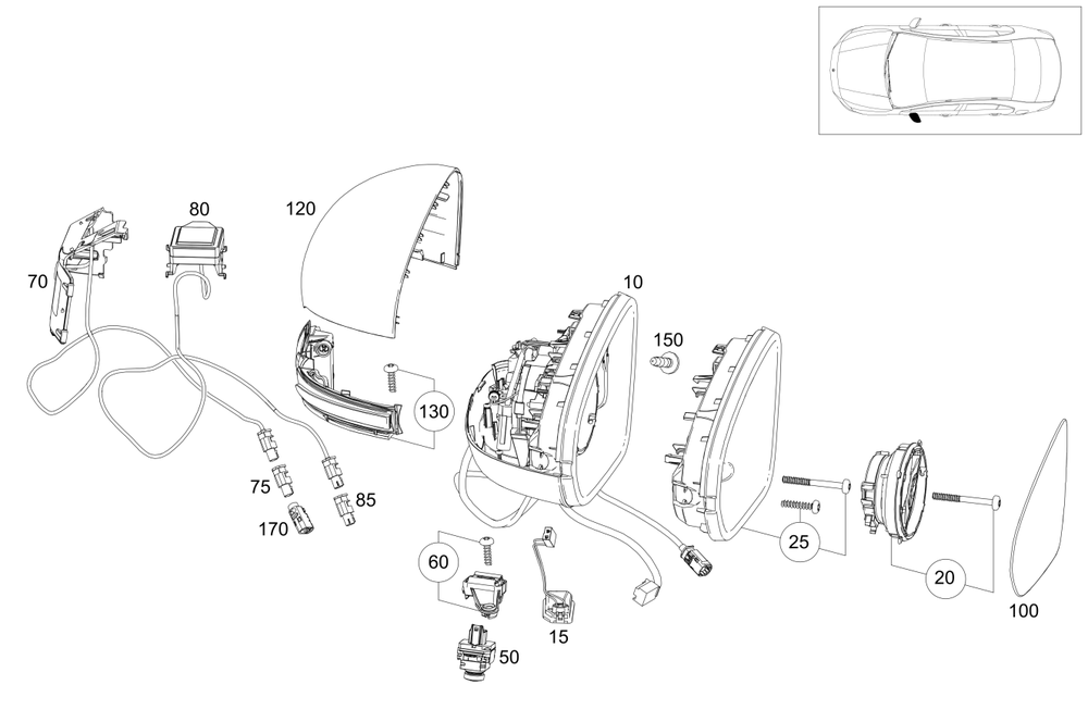 099-810-13-02 - Parts Kit, Mirror Frame 1954-2022 Mercedes-Benz ...