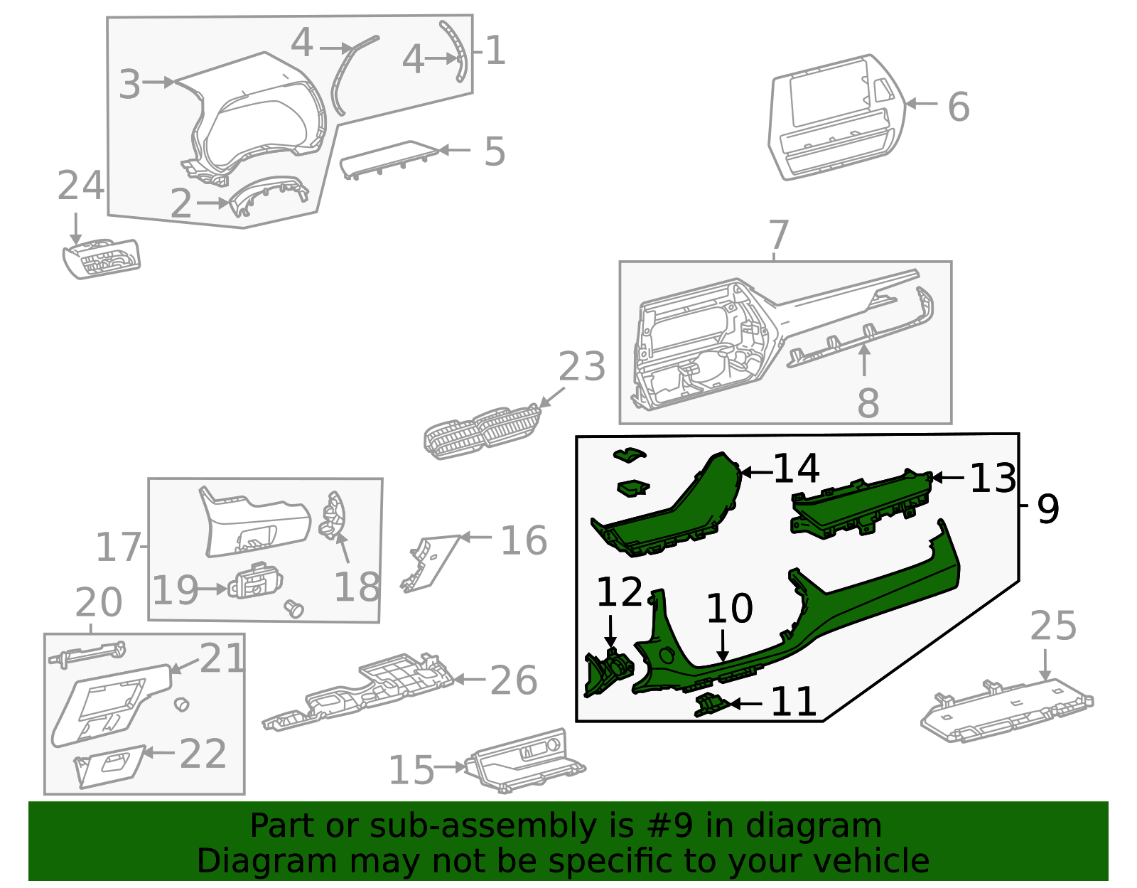 2023 Toyota Highlander Lower Dash Panel 55471-0E190-C0 | Toyota Parts ...