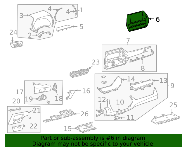 2020-2024 Toyota Highlander Center Bezel 55422-0E050 | OEM Parts Online