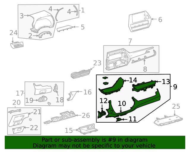 2020-2021 Toyota Highlander Lower Dash Panel 55471-0E080-C0 | OEM Parts Online