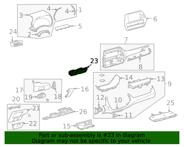 2020-2023 Toyota Highlander Dashboard Air Vent 55670-0E110 ...