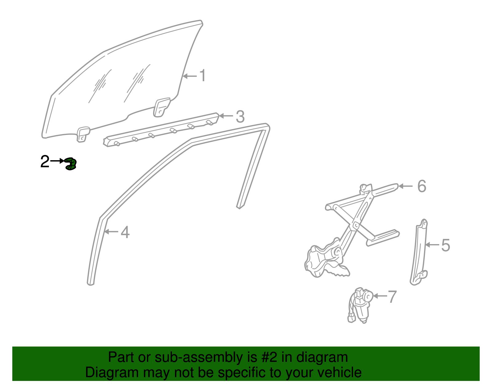 1998-2006 Toyota Door Glass Clip 62367-60030 | Toyota Parts Center