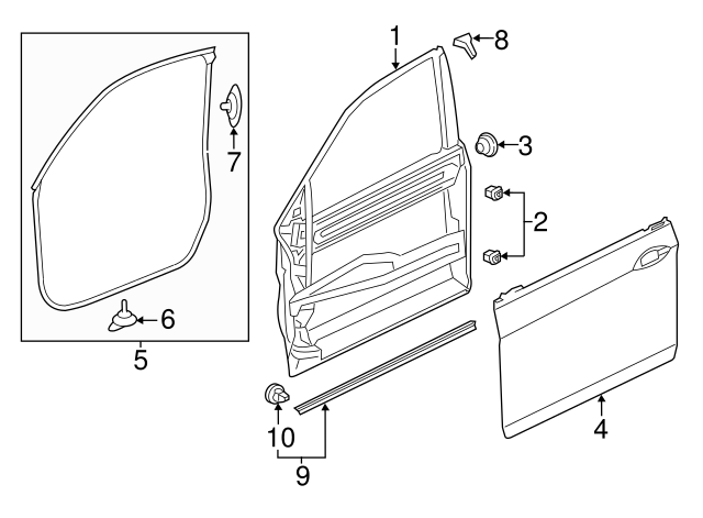 72350-T2F-A01 - Weatherstrip L Front Door - 2013-2017 Honda Accord ...