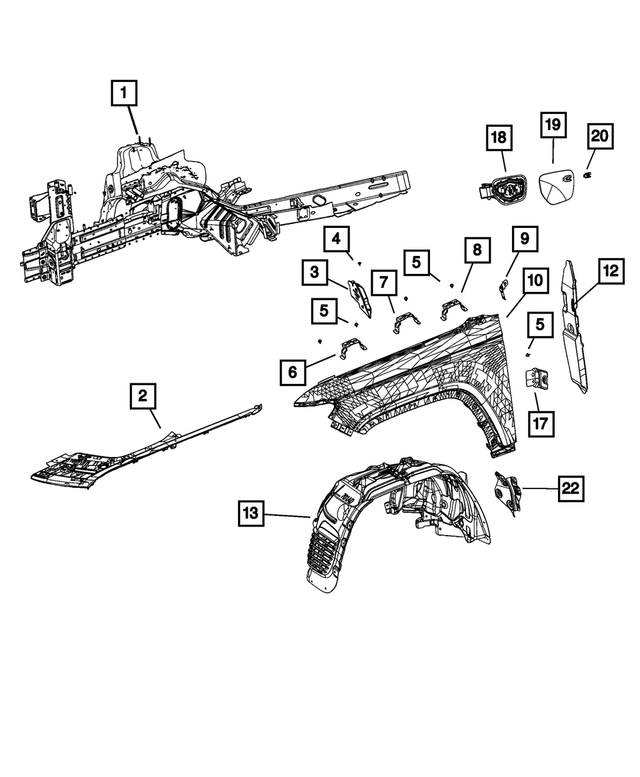 68511010AA - Fender Stuffer, Right 2021-2022 Jeep | Mopar Wholesale Parts