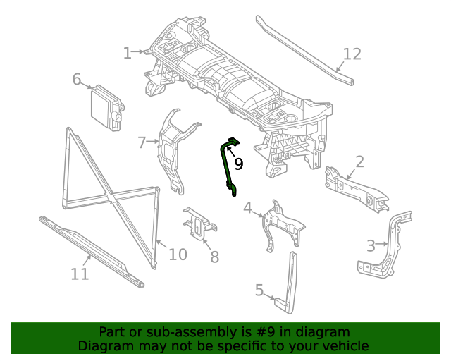 167-880-33-00 - Radiator Support Tie Bar Brace 2020-2024 Mercedes-Benz ...
