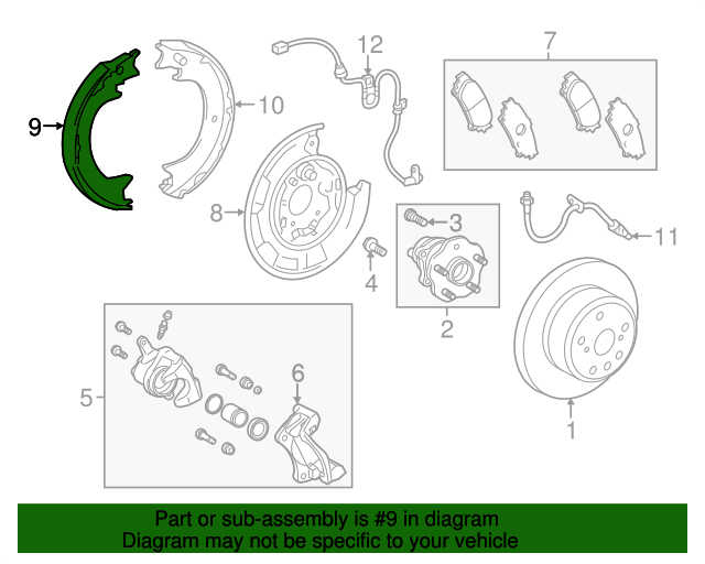 2011-2020 Toyota Parking Brake Shoe (Left, Right) 46540-48040 | Toyota ...
